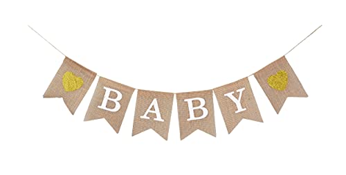 Mandala Crafts Welcome Baby Banner for Gender Neutral Baby Shower Decorations - Baby Shower Banner for Baby Shower Decor - Baby Burlap Banner Garland