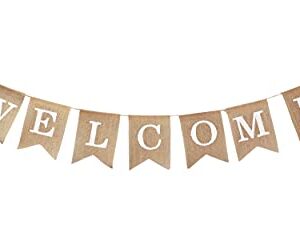 Mandala Crafts Welcome Baby Banner for Gender Neutral Baby Shower Decorations - Baby Shower Banner for Baby Shower Decor - Baby Burlap Banner Garland