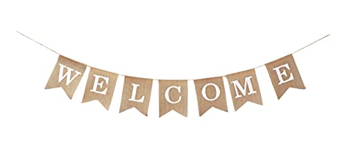 Mandala Crafts Welcome Baby Banner for Gender Neutral Baby Shower Decorations - Baby Shower Banner for Baby Shower Decor - Baby Burlap Banner Garland