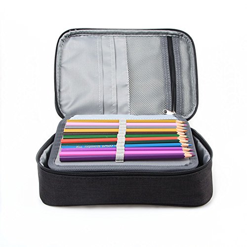 Pencil Case with 72 Pockets, Multi Layer Large Capacity Foldable Case Zippered Pen Bag with Zipper for Artists Students Office Crafts(Black)