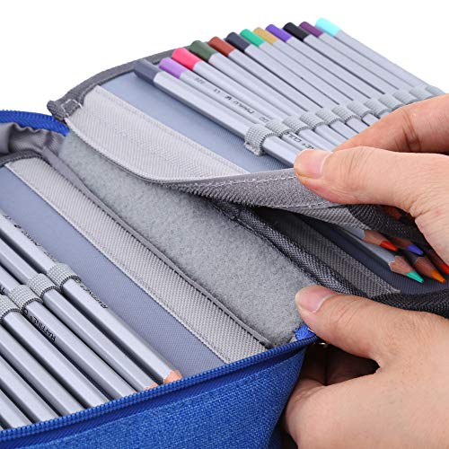 Pencil Case with 72 Pockets, Multi Layer Large Capacity Foldable Case Zippered Pen Bag with Zipper for Artists Students Office Crafts(Black)