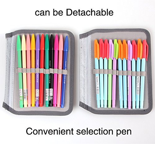 Pencil Case with 72 Pockets, Multi Layer Large Capacity Foldable Case Zippered Pen Bag with Zipper for Artists Students Office Crafts(Black)