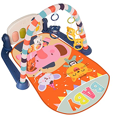 Baby Play Mat for Baby Gym Baby Play Gym Activity Floor Mat, Tummy Time Mat Toys Kick Piano Infant Baby Toys 3-6 Months 0-3 Months Newborn Baby Playmat Baby Activity Center Girl Boy Gifts