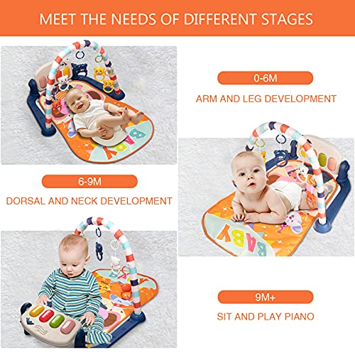 Baby Play Mat for Baby Gym Baby Play Gym Activity Floor Mat, Tummy Time Mat Toys Kick Piano Infant Baby Toys 3-6 Months 0-3 Months Newborn Baby Playmat Baby Activity Center Girl Boy Gifts