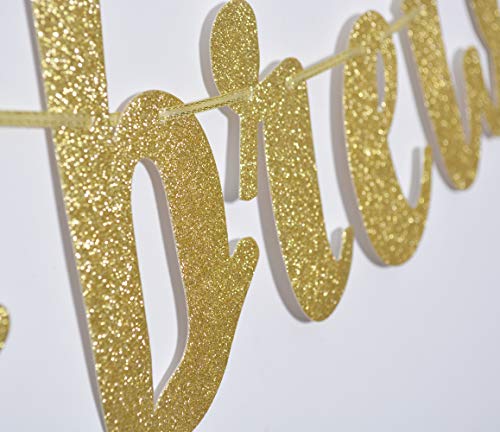 A Baby is Brewing Gold Glitter Banner Sign Garland for Baby Boy, Girl or Gender Reveal Baby Shower Party Decorations Supplies Cursive Bunting Photo Booth Props