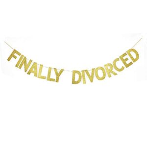 finally divorced banner, gold gliter paper sign decors for divorced party