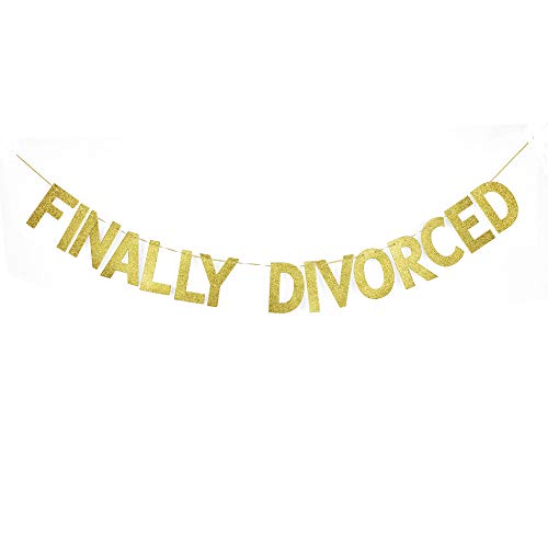 Finally Divorced Banner, Gold Gliter Paper Sign Decors for Divorced Party