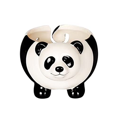 LPAYOK Cute Panda Ceramic Yarn Bowl, Knitting Yarn Bowls with Holes, Bowl Holder Yarn Storage Bowl Perfect for DIY Craft Knitting Crocheting 6x3