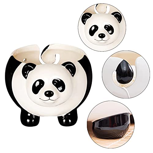 LPAYOK Cute Panda Ceramic Yarn Bowl, Knitting Yarn Bowls with Holes, Bowl Holder Yarn Storage Bowl Perfect for DIY Craft Knitting Crocheting 6x3