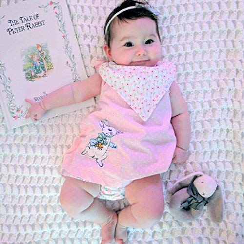 REVERSIBLE & WATERPROOF Cotton Baby Bandana Drool Bibs for Girls with Adjustable Snaps, Pack of 4, Soft Absorbent Cute Modern Premium Bib Set for Teething Drooling (Pink)