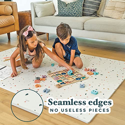 New! 4' x 6' Baby & Child Play Mat - Modern Terrazzo Design - Extra-Thick - Seamless Edges Playmat - Neutral Cream Color - 100% Non-Toxic Kids Extra Large Play Mat | Simply Tots Brand