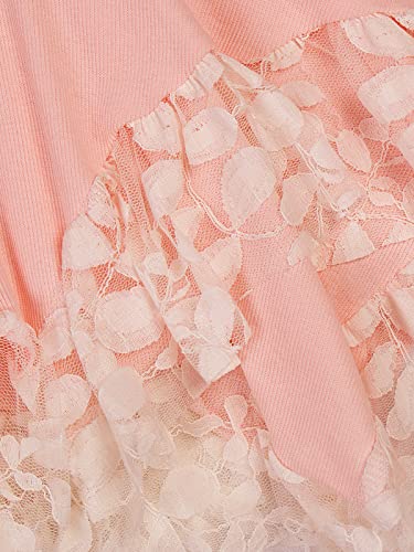 Baby Girls Long Sleeve Winter Ribbed Knit Dress Lace Layered Ruffle Dress for Christmas Holiday (Pink, 12-24M)