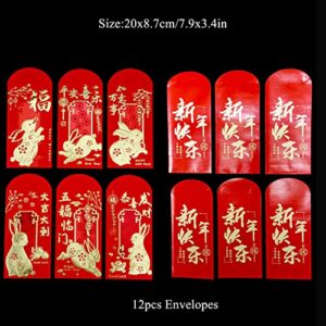 KYMY 2023 Chinese New Year Couplet Set,30pcs Spring Festival Chinese New Year Couplets Set,新年对联,春节对联,兔年对联,Rabbit Year Decorations Set with Duilian/Chunlian Paper,Red Envelopes,Fu Character,Lanterns