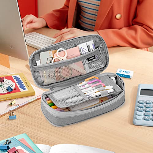 Large Pencil Case Pencil Pouch Can Expand Pencil Bag Big Capacity Pencil Bag Large Storage Pouch Pencil Case Aesthetic Pencil Cases for Adults Cute Pencil Pouch (grey) (kl2)