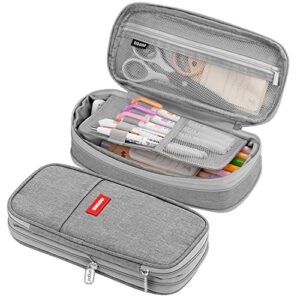 large pencil case pencil pouch can expand pencil bag big capacity pencil bag large storage pouch pencil case aesthetic pencil cases for adults cute pencil pouch (grey) (kl2)