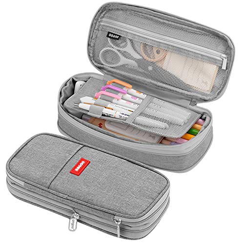 Large Pencil Case Pencil Pouch Can Expand Pencil Bag Big Capacity Pencil Bag Large Storage Pouch Pencil Case Aesthetic Pencil Cases for Adults Cute Pencil Pouch (grey) (kl2)