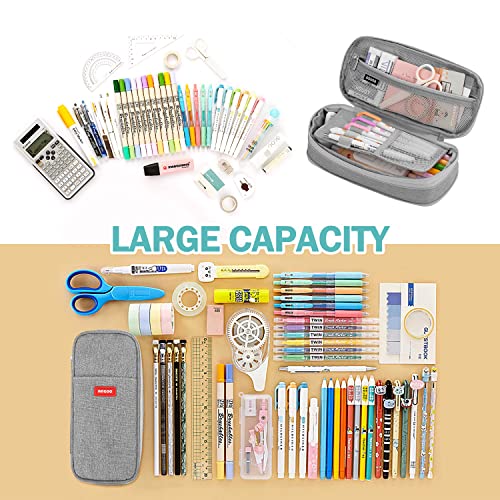 Large Pencil Case Pencil Pouch Can Expand Pencil Bag Big Capacity Pencil Bag Large Storage Pouch Pencil Case Aesthetic Pencil Cases for Adults Cute Pencil Pouch (grey) (kl2)