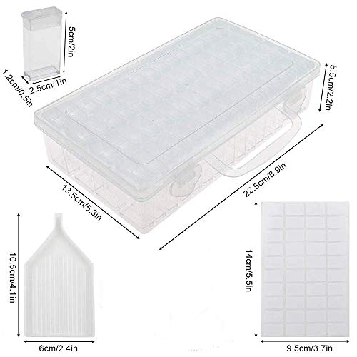 SGHUO 6 Pack 28 Grids Diamond Painting Boxes and 64 Slots 5D Diamond Painting Storage Containers with 600pcs Label Stickers for DIY Art Craft, Sewing, Nail Diamonds