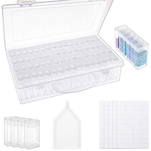 SGHUO 6 Pack 28 Grids Diamond Painting Boxes and 64 Slots 5D Diamond Painting Storage Containers with 600pcs Label Stickers for DIY Art Craft, Sewing, Nail Diamonds