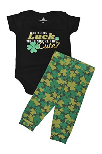 Unique Baby Unisex Who Needs Luck St Patrick's Day Romper Outfit (12m, Luck)