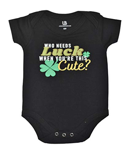 Unique Baby Unisex Who Needs Luck St Patrick's Day Romper Outfit (12m, Luck)