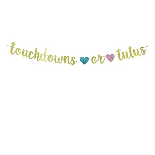 JENSENLIN Touchdowns or Tutus Gender Reveal Banner,Shiny Paper Banner Decor for Boy or Girl Baby Shower Gender Reveal Party Decorations Supplies.(glitter)