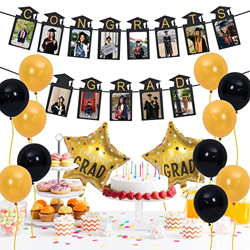 Styirl Graduation Banner Decorations 2022 - Congrats Grad Photo Banner As Graduation Party Supplies for College / Kindergarden Graduation, Congratulations Banner 2022 Personalized