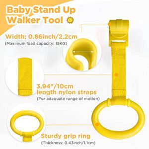 12 Pieces Baby Pull Up Rings Baby Crib Pull Rings 4 Color Baby Cot Hanging Rings Baby Walking Assistant Baby Walking Crib Hook Safety Toddler Pull Up Bar for Baby Infant Toddler