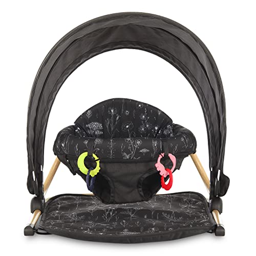 Dream On Me Snug N' Play Floor Seat and Canopy, Black/White