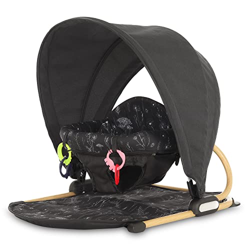 Dream On Me Snug N' Play Floor Seat and Canopy, Black/White