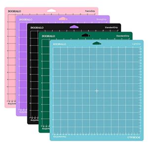 doohalo cutting mat for cricut maker and cricut explore air2 one smart cutting machine expression 12 x 12 inch 5 pack replacement variety grip fabric grip adhesive vinyl mats