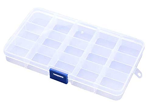 WOIWO Plastic Jewelry Box Organizer Storage Container with Adjustable Divider Removable Grid Compartment (15 Grids)