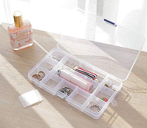 WOIWO Plastic Jewelry Box Organizer Storage Container with Adjustable Divider Removable Grid Compartment (15 Grids)