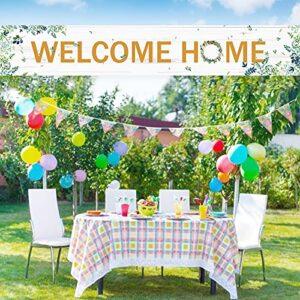 WHPCT Welcome Home Large Banner, Housewarming Party Sign, Flower Cluster Welcome Banner Yard Sign, Spring Summer Floral Welcome Home Banner for House Outside Decor 9.8X1.6Ft WB-ALPmk-ow