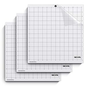 nicapa standardgrip cutting mat for silhouette cameo 4/3/2/1 (12×12 inch,3 mats) standard adhesive sticky quilting cut mats replacement accessories for silhouette cameo