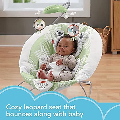 ​Fisher-Price Snow Leopard Deluxe Bouncer, Bouncing Baby seat with Soothing Music, Sounds, and Vibrations