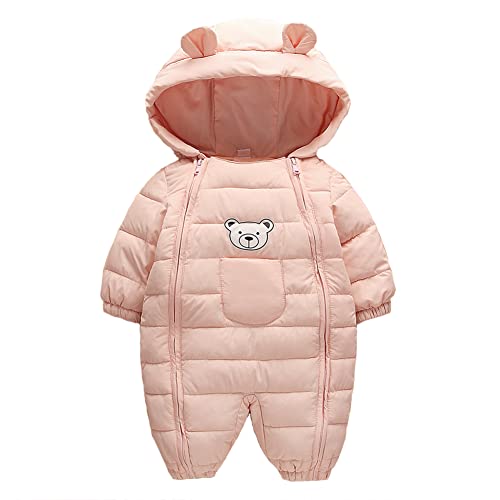 Simplee kids Unisex Onesie Baby Romper Toddler Warm Outwear Winter Coat Double Zipper Baby Hooded Snowsuit for 3-6 Months