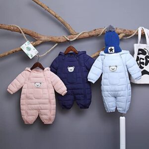 Simplee kids Unisex Onesie Baby Romper Toddler Warm Outwear Winter Coat Double Zipper Baby Hooded Snowsuit for 3-6 Months