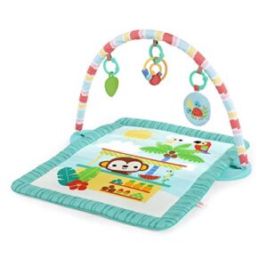 bright starts tiki bar baby activity gym & tummy time mat with bar and 3 , newborn to 3 years