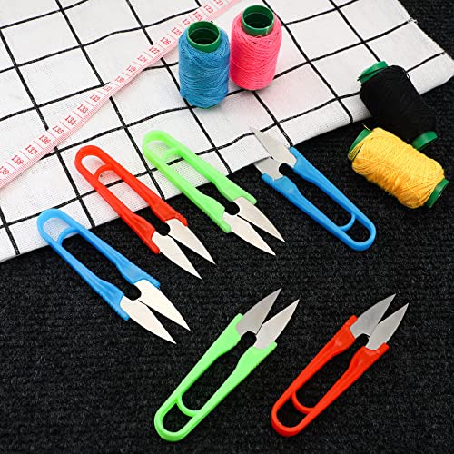 100 Pcs 4" Sewing Scissors for Fabric Cutting Lightweight Yarn Thread Cutter U Shaped Trimming Embroidery Scissors Cross Stitch Thread Snips for Fabric DIY Art Project Household Supplies, Random Color