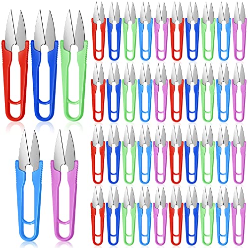 100 Pcs 4" Sewing Scissors for Fabric Cutting Lightweight Yarn Thread Cutter U Shaped Trimming Embroidery Scissors Cross Stitch Thread Snips for Fabric DIY Art Project Household Supplies, Random Color