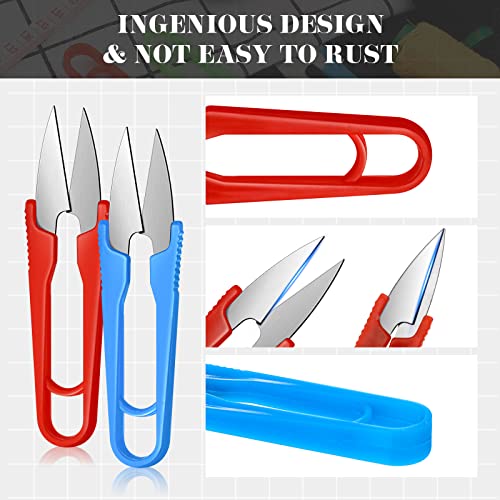 100 Pcs 4" Sewing Scissors for Fabric Cutting Lightweight Yarn Thread Cutter U Shaped Trimming Embroidery Scissors Cross Stitch Thread Snips for Fabric DIY Art Project Household Supplies, Random Color