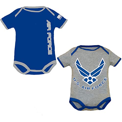 TC U.S.A.F. 2pk Baby Boys Air Force Bodysuits Blue Gray (0-3 Months)