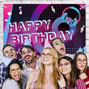 Music Happy Birthday Backdrops, Musical Themes Birthday Yard Sign, Karaoke Party Decorations Short Video Studio Banner, Photography Background for Boy Girl Music Notes Party Supplies 7x4.3FT