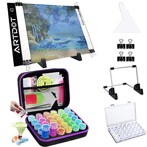 ARTDOT Diamond Painting Accessories for Diamond Art Kits, A4 Light Board and 30 Slots Diamond Painting Storage Containers