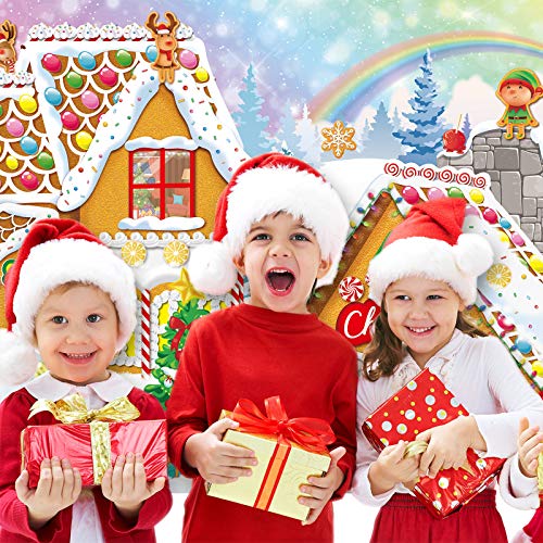 Christmas Gingerbread Photo Backdrop Decoration Sweet Merry Christmas Gingerbread House Banner Santa Candy Background for Christmas Baby Shower Birthday Wall Decorations in 72.8 x 43.3 Inch