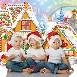 Christmas Gingerbread Photo Backdrop Decoration Sweet Merry Christmas Gingerbread House Banner Santa Candy Background for Christmas Baby Shower Birthday Wall Decorations in 72.8 x 43.3 Inch