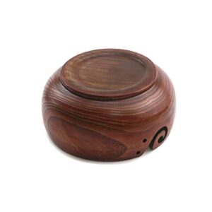 MY MIRONEY 6.69" Wooden Yarn Bowl,Yarn Storage Bowl with Carved Holes & Drills,Wood Yarn Holder for Crocheting and Knitting