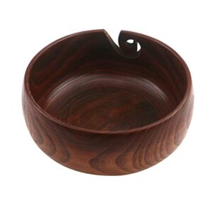 MY MIRONEY 6.69" Wooden Yarn Bowl,Yarn Storage Bowl with Carved Holes & Drills,Wood Yarn Holder for Crocheting and Knitting