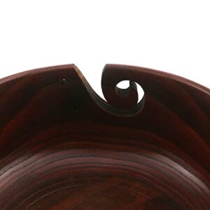 MY MIRONEY 6.69" Wooden Yarn Bowl,Yarn Storage Bowl with Carved Holes & Drills,Wood Yarn Holder for Crocheting and Knitting